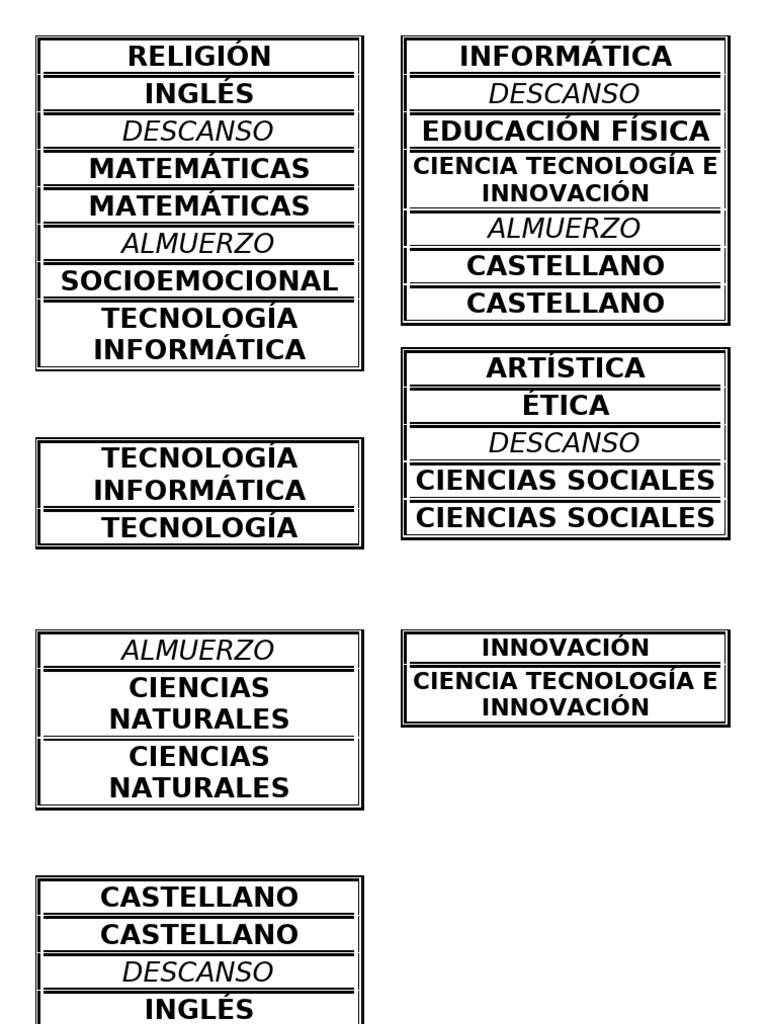 Horario de Clase 4° | PDF