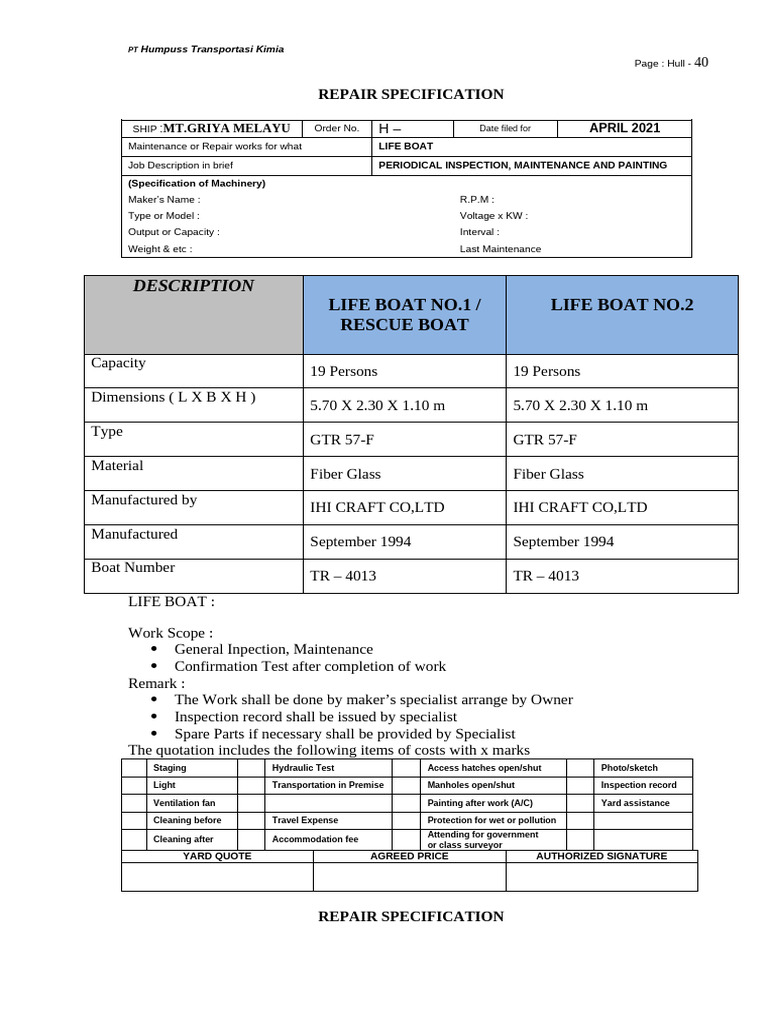 Dock List Griya Melayu Deck Safety Equipment | PDF | Ships