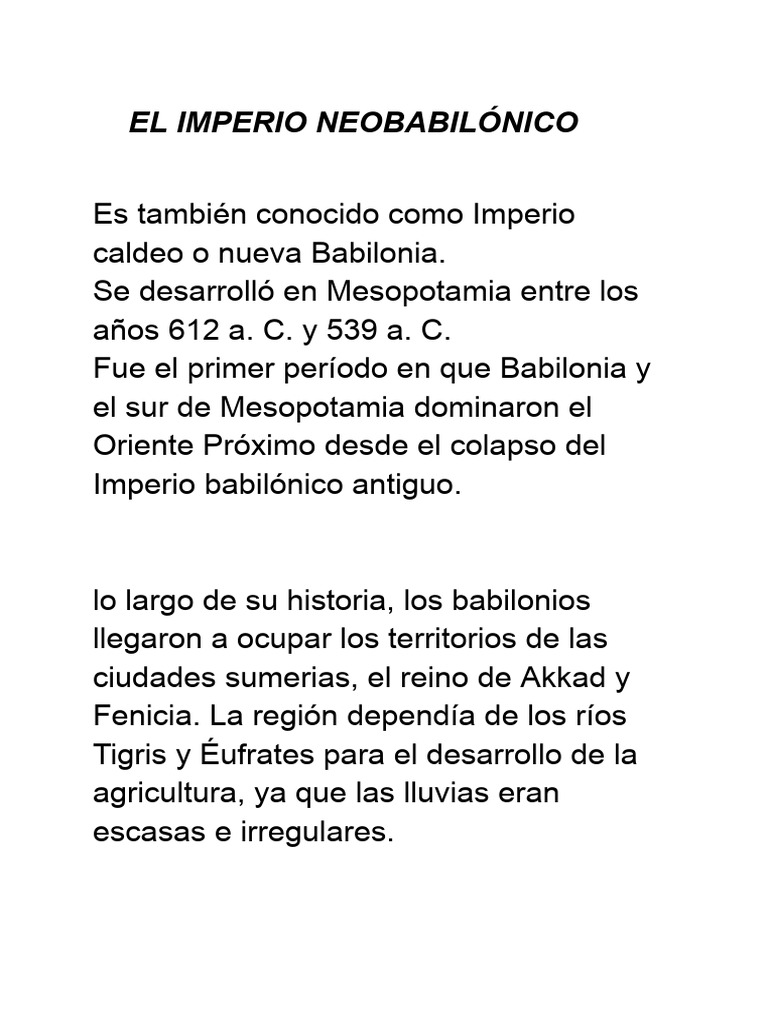 Historia del Imperio Neobabilónico | PDF