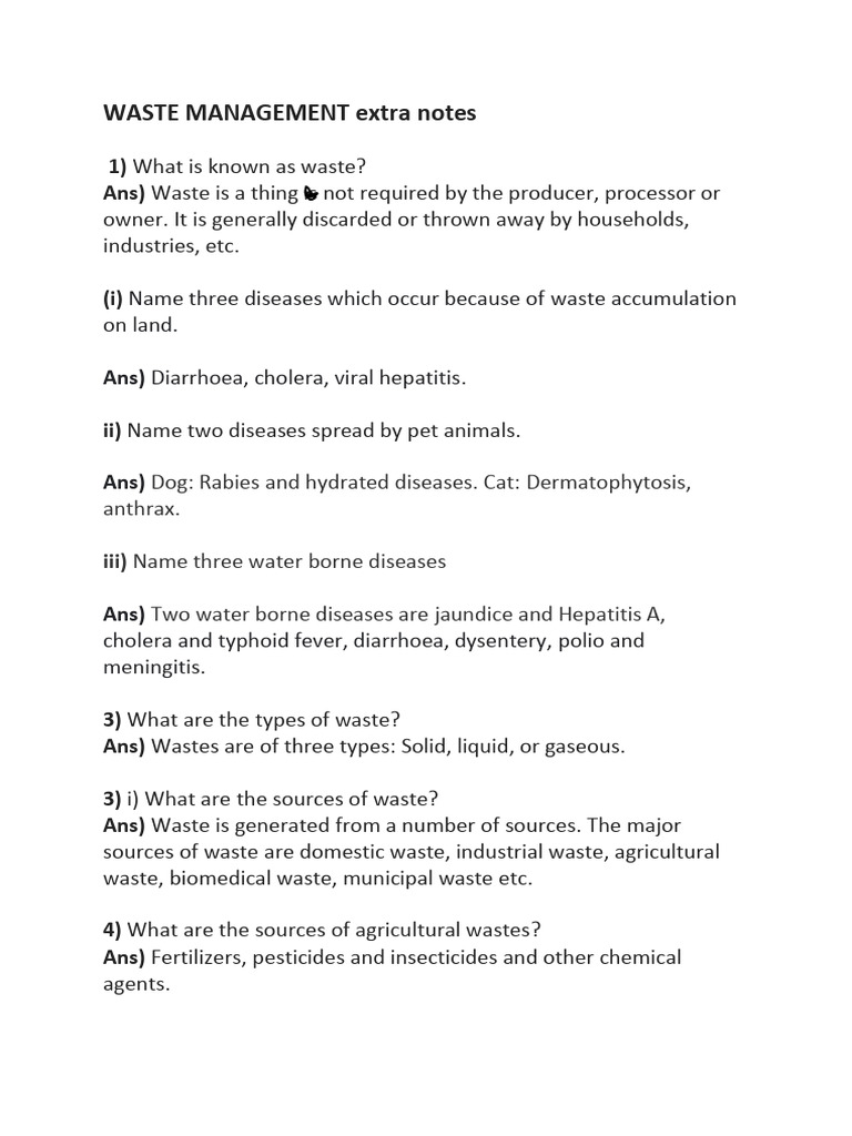WASTE MANAGEMENT - EXTRA NOTES | PDF | Greenhouse Effect | Atmosphere ...