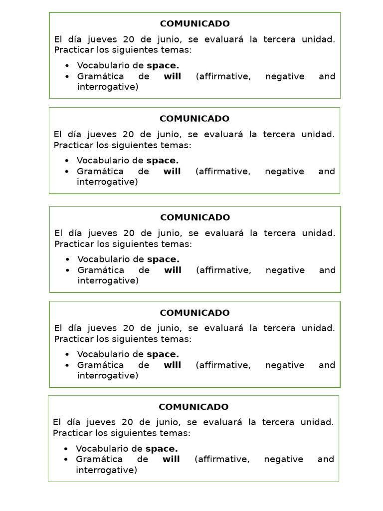 Comunicados 4 Grado | PDF