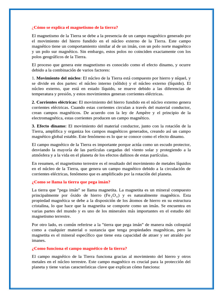 Magnetismo terrestre y tipos de imanes | PDF | Imán | Magnetismo