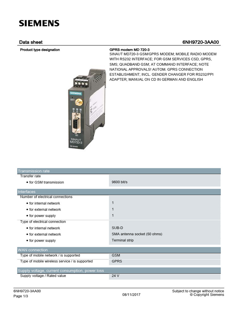 6NH9720-3AA00 datasheet | PDF | General Packet Radio Service | Bit Rate
