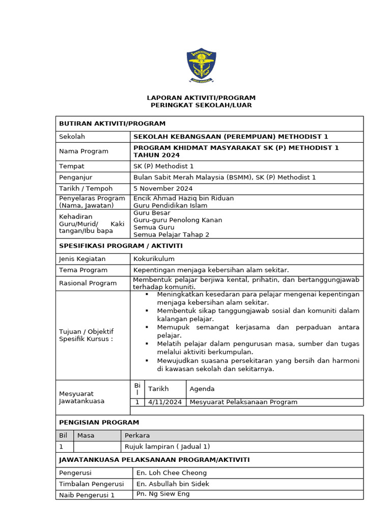 Contoh Laporan Program | PDF