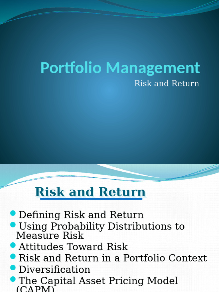 Risk Return And Portfolio Management Pdf Coefficient Of Variation Standard Deviation