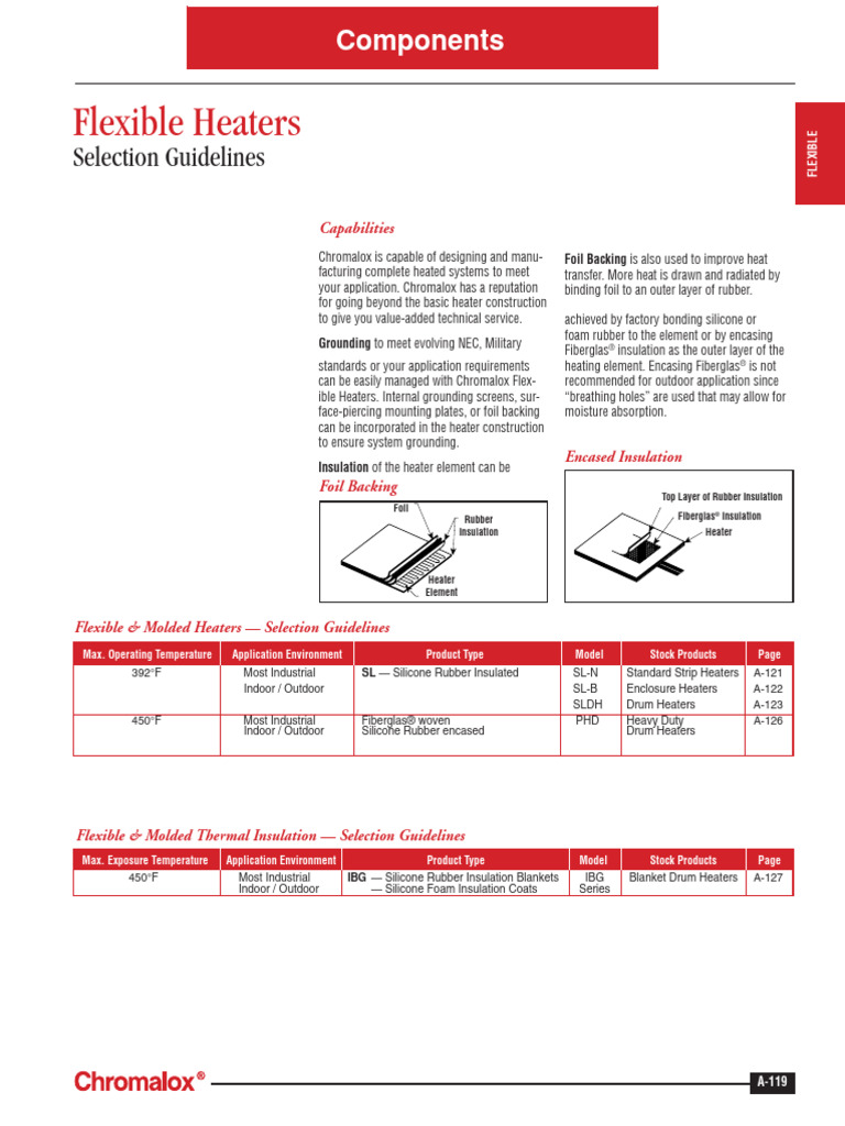 Flexible Heaters Sel Guide (A119) | PDF | Thermal Insulation | Silicone