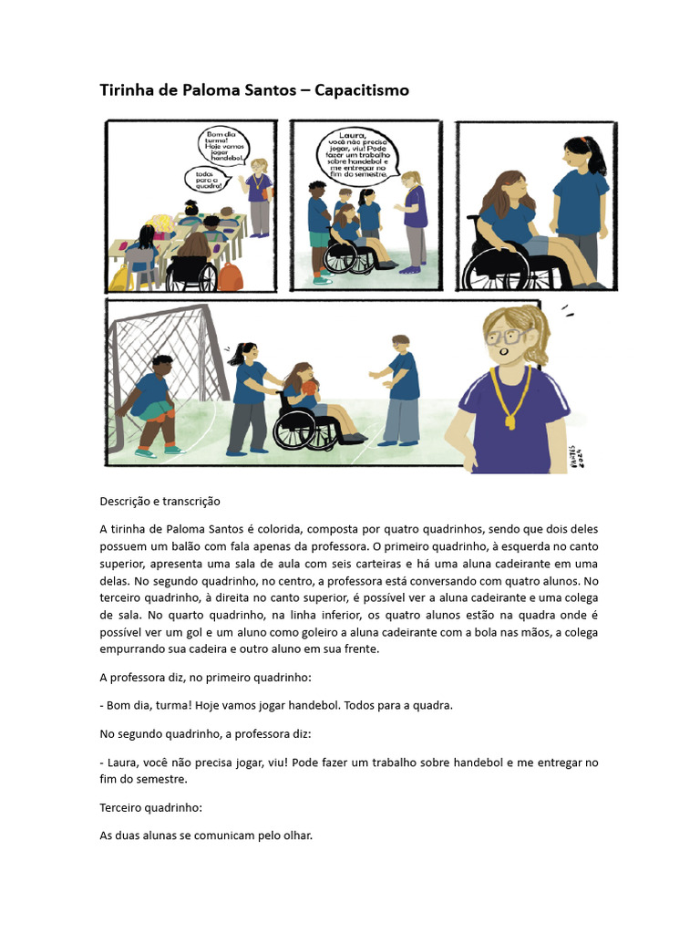 Tirinha Sobre Capacitismo Na Escola Pdf