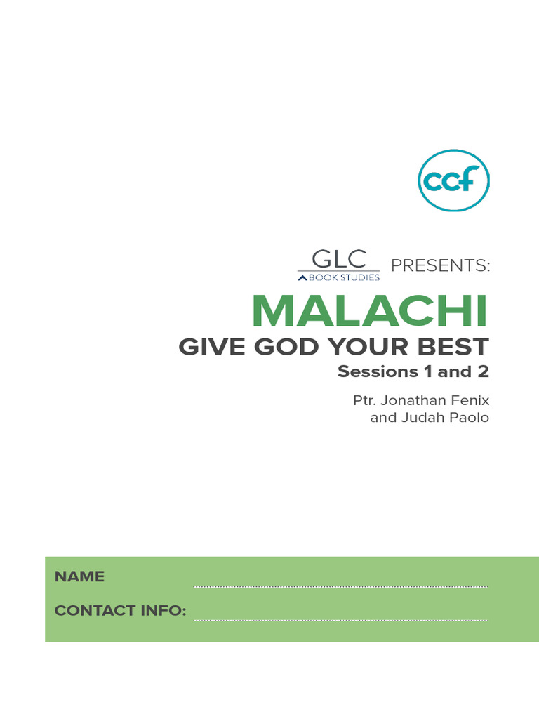 GLC Handout 170810 Malachi-S1S2-REF | PDF | Book Of Genesis | Jacob