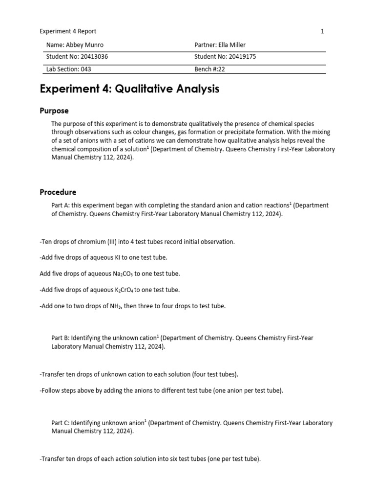 Qualitative Analysis Report-Abbey M | PDF | Iron | Chromium