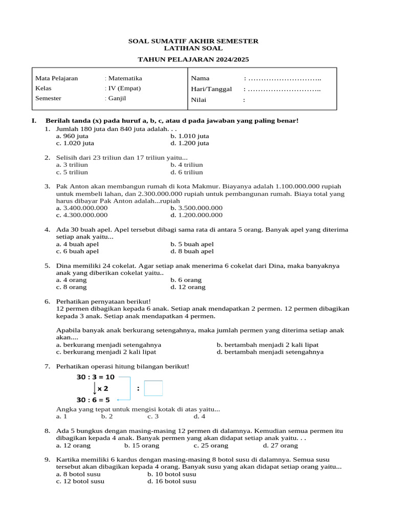 LATIHAN SAS MTK S 1 | PDF