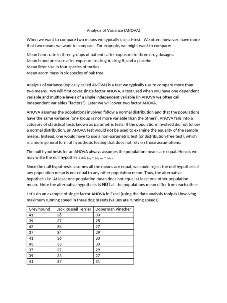 Analysis of Variance | PDF | Analysis Of Variance | Methodology