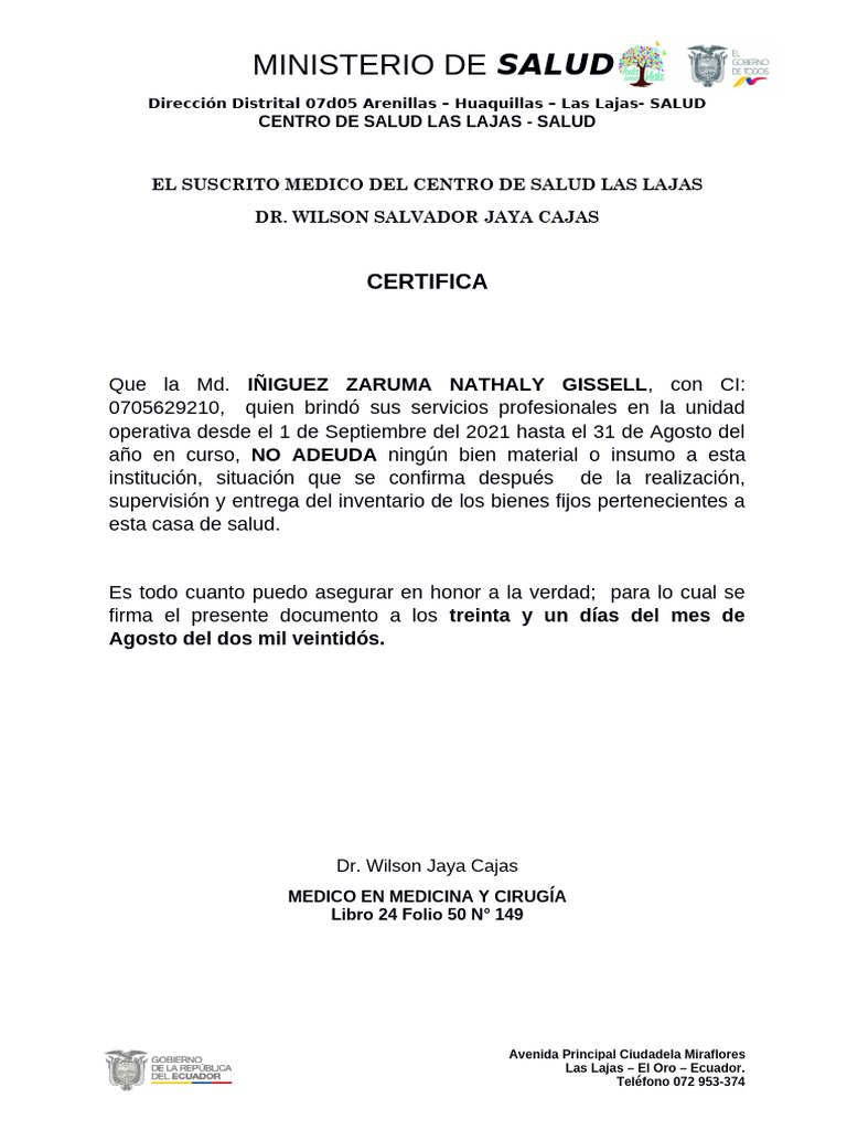 Certificado de No Adeudar | PDF