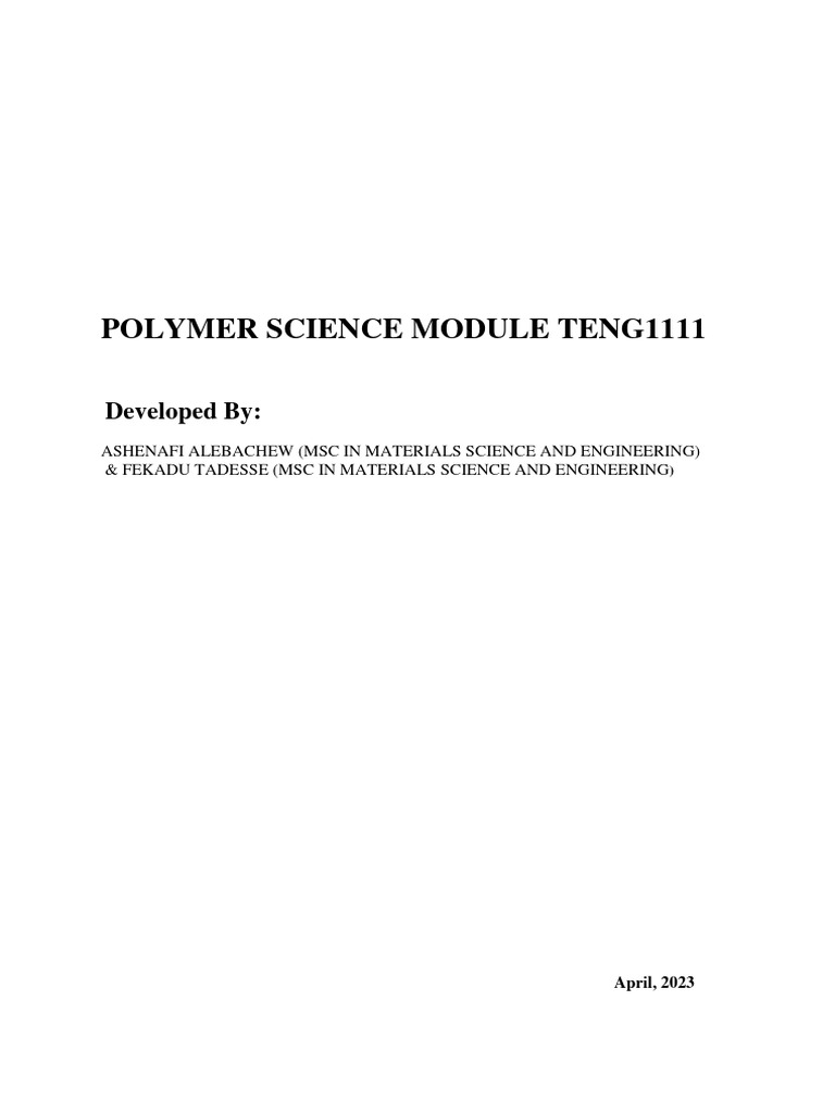 Polymer Science Module 2023 | PDF | Polymerization | Polymers