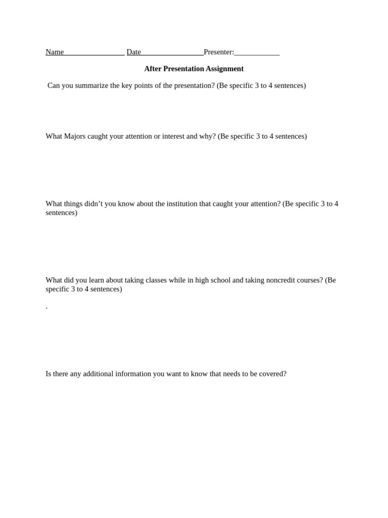 Presentation Questions After | PDF