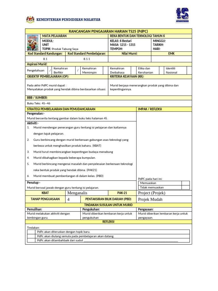 RPH RBT TAHUN 6 | PDF