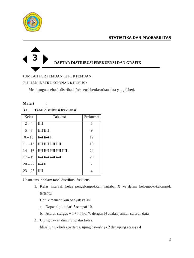 Bab 3 Daftar Distribusi Frekuensi Dan Grafik | PDF