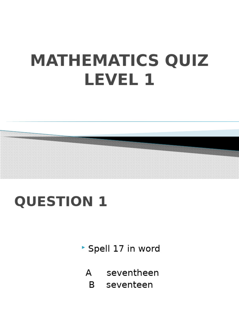 Level 1 Mathematics Quiz Questions | PDF
