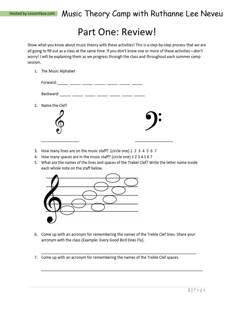 Musictheorycamphandout | PDF | Scale (Music) | Chord (Music)