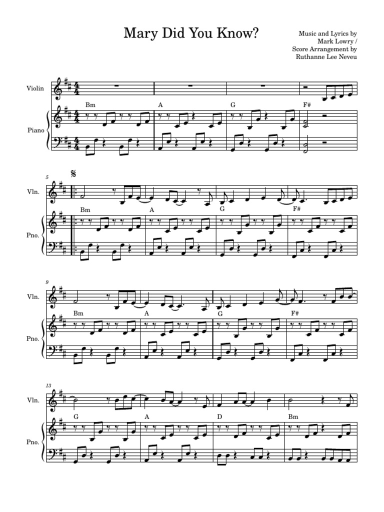 Mary Did You Know?-Score Key | PDF