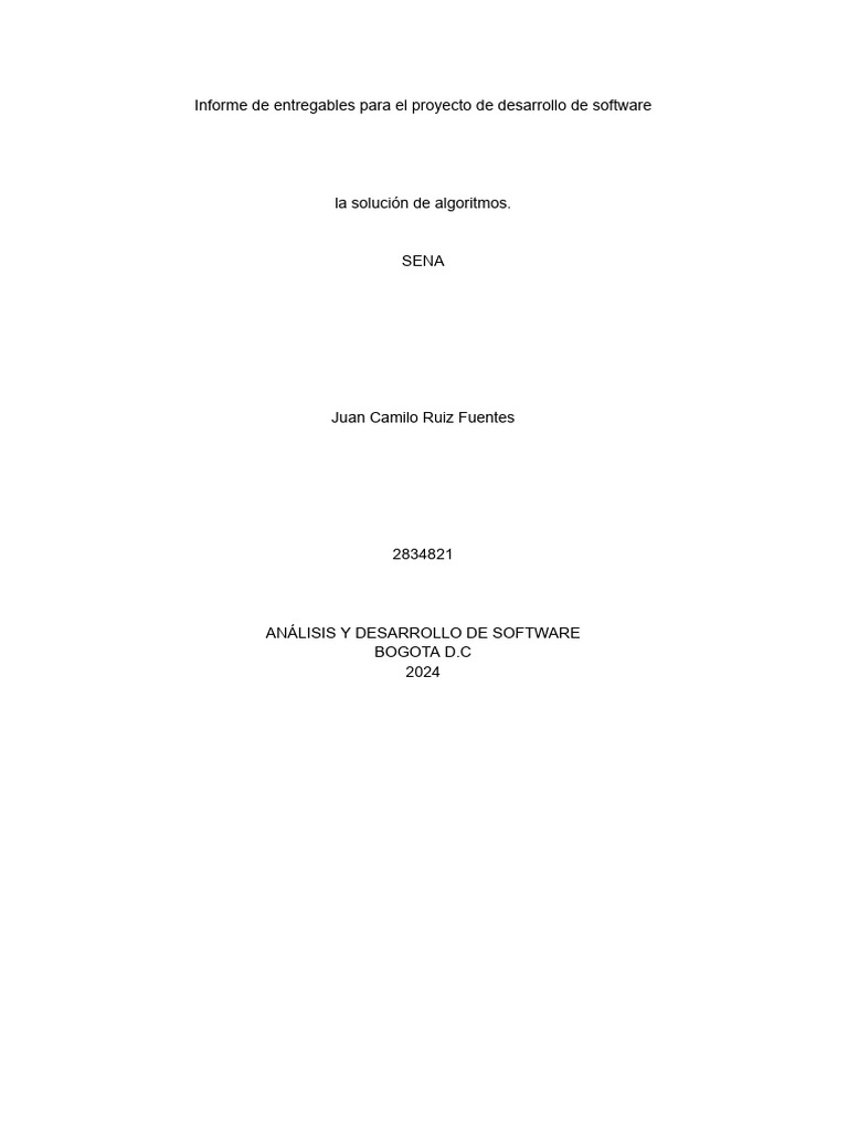 Informe de Entregables para El Proyecto de Desarrollo de Software | PDF | Software | Ingeniería ...