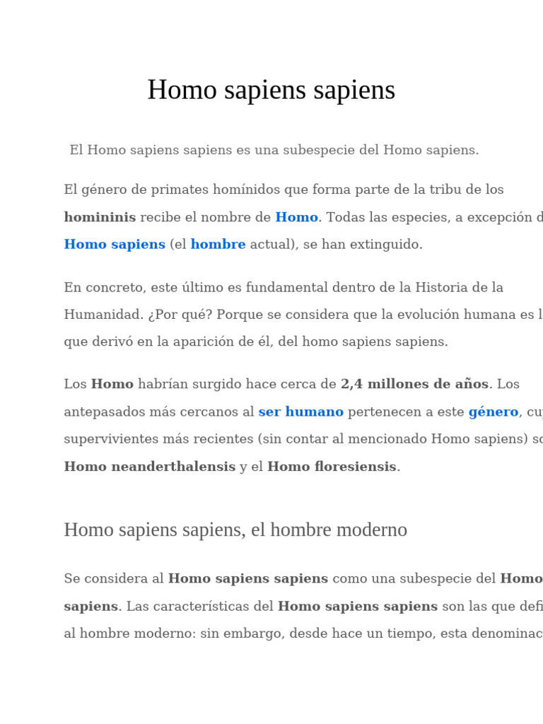 Características del Homo sapiens sapiens | PDF | Homo | Humano