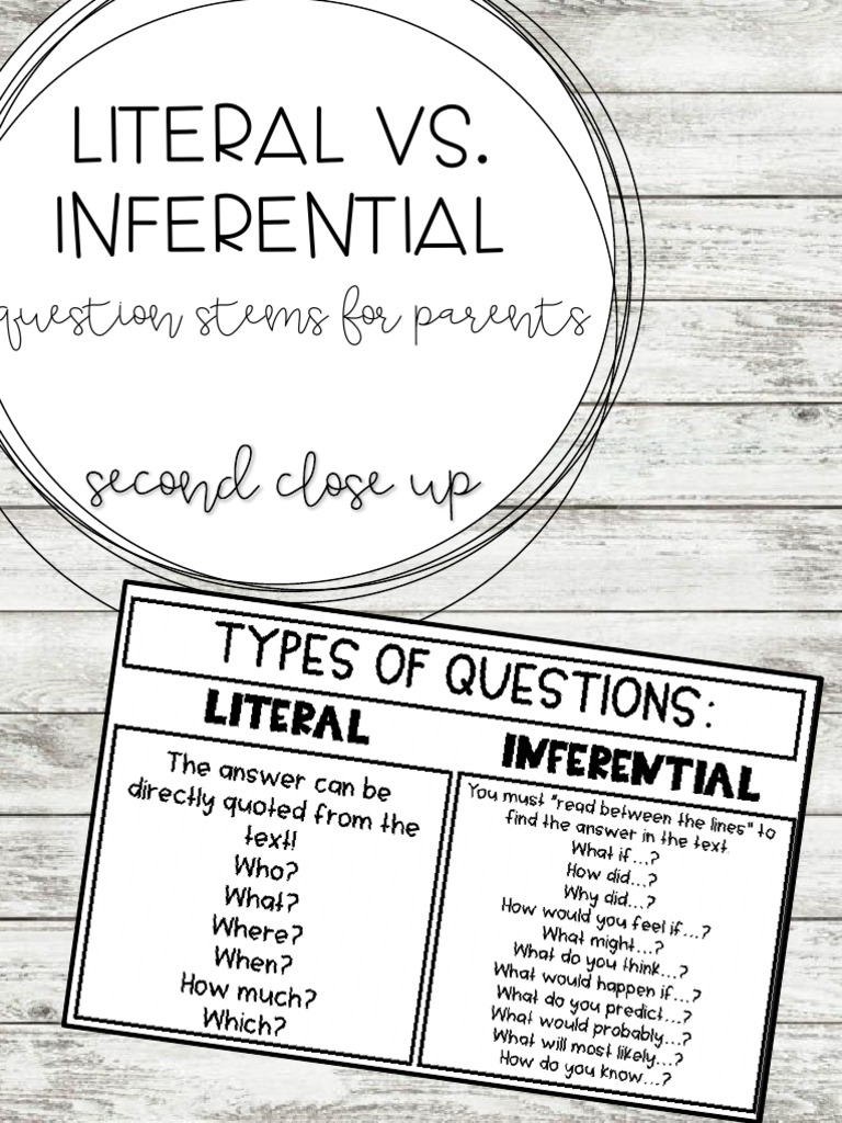 Literal V Sinferential Question Stems | PDF