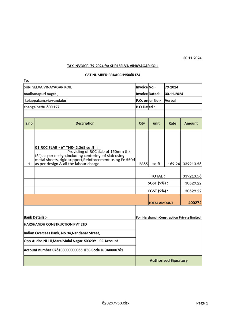 KOILSLAB GST BILL | PDF | Building Engineering | Payments