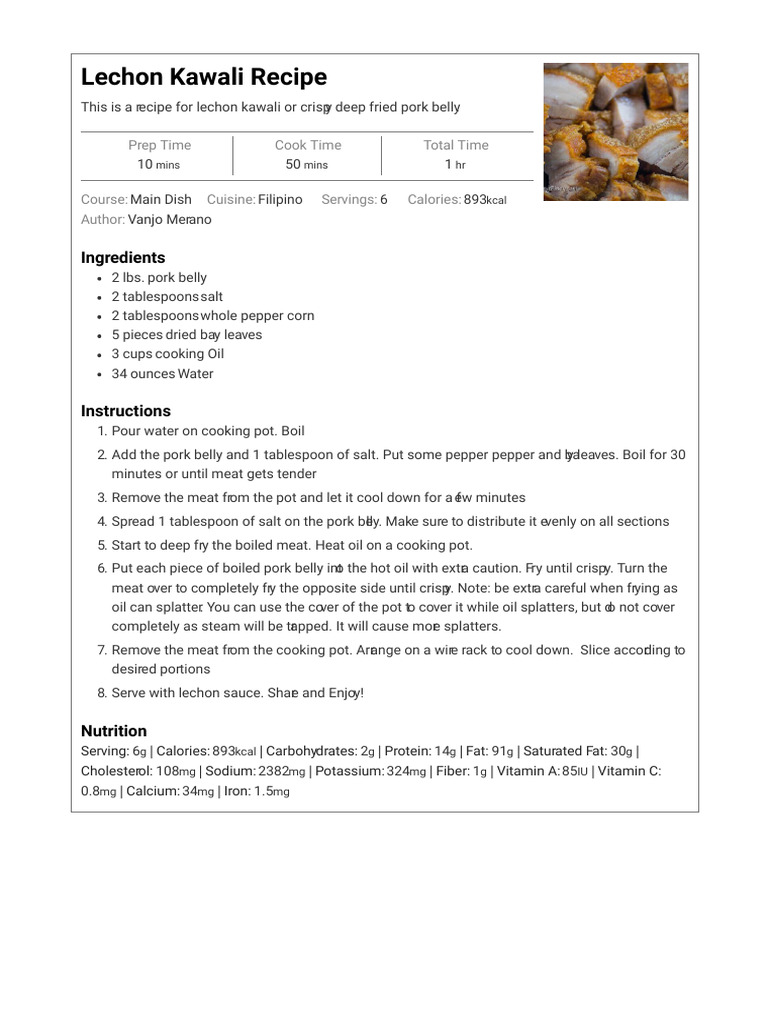 Lechon Kawali Recipe - Print | PDF
