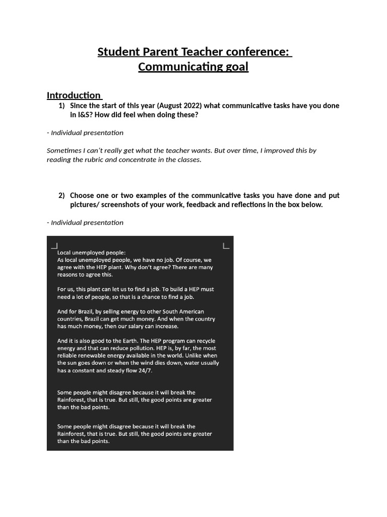 Communicating Student Parent Teacher Conference | PDF