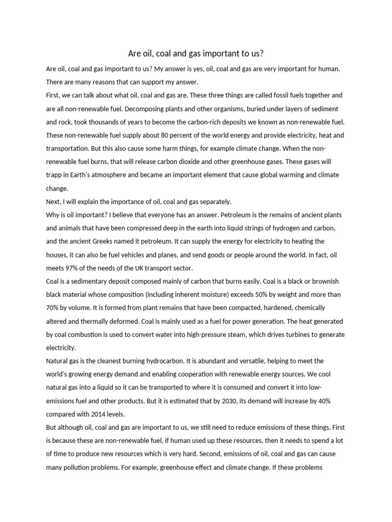 Are Oil, Coal and Gas Important To Us | PDF | Fuels | Coal