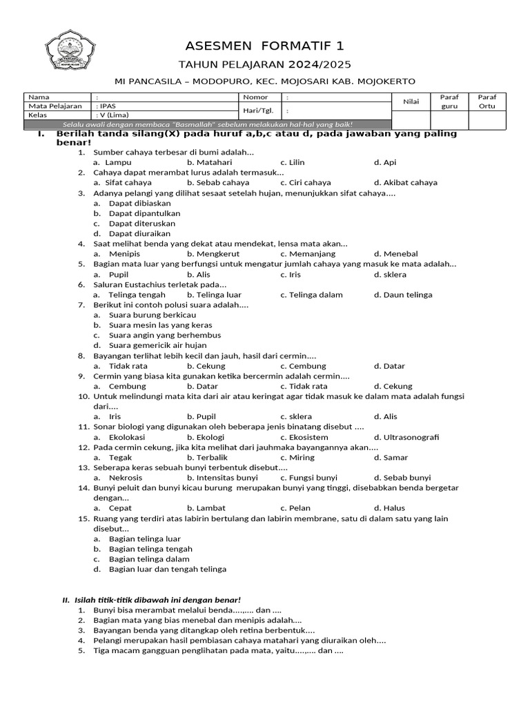 Asesmen Formatif 1 Ipas | PDF