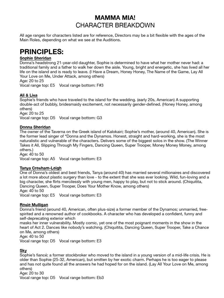 Character Breakdown | PDF