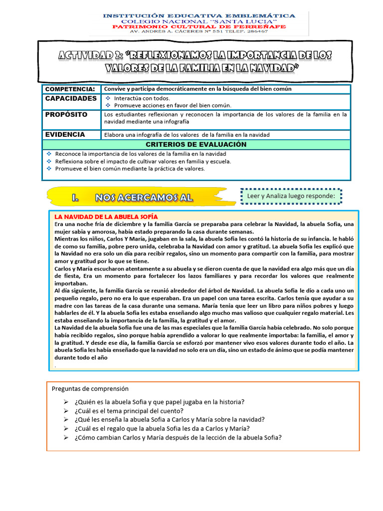 3° DPCC - Actv.03-La Familia en Navidad Unid8 | PDF | Familia | Navidad