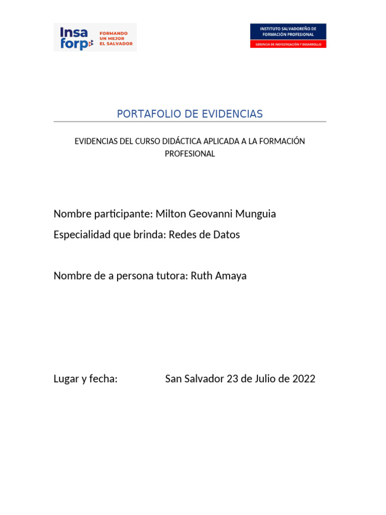Formato_Portafolio de evidencias | PDF | Evaluación | Aprendizaje