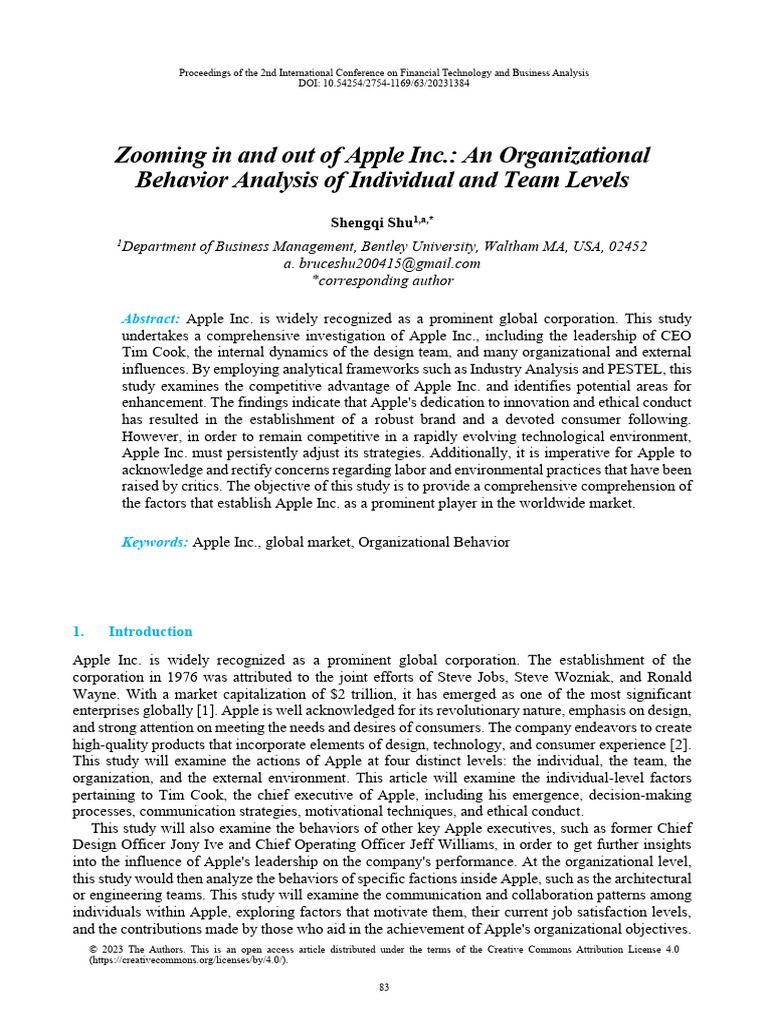 Zooming in and Out of Apple Inc an Organizational | PDF | Leadership | Apple Inc.