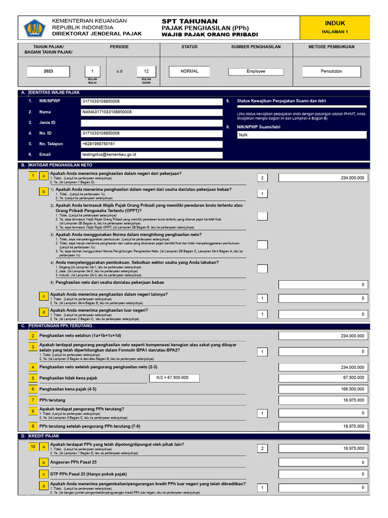 Coretax - SPT PRIBADI | PDF