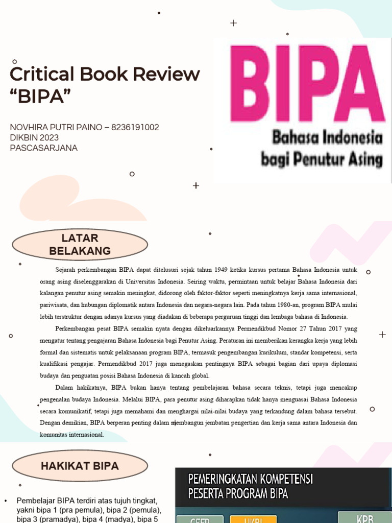 Analisis Buku Bipa 1 (Novhira Putri Paino - 8236191002) | PDF