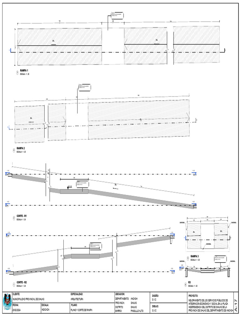 A-17 - Plano y Corte de Rampa | PDF