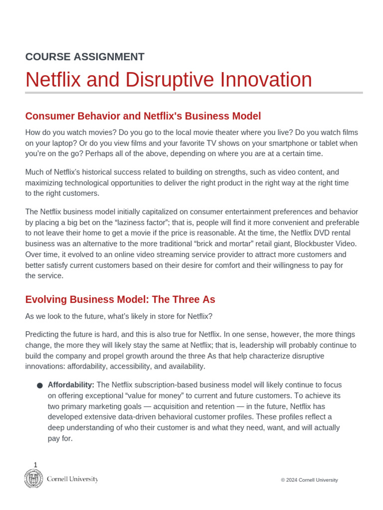 Aem1200 - Course Assignment Netflix | PDF | Netflix | Consumer Behaviour