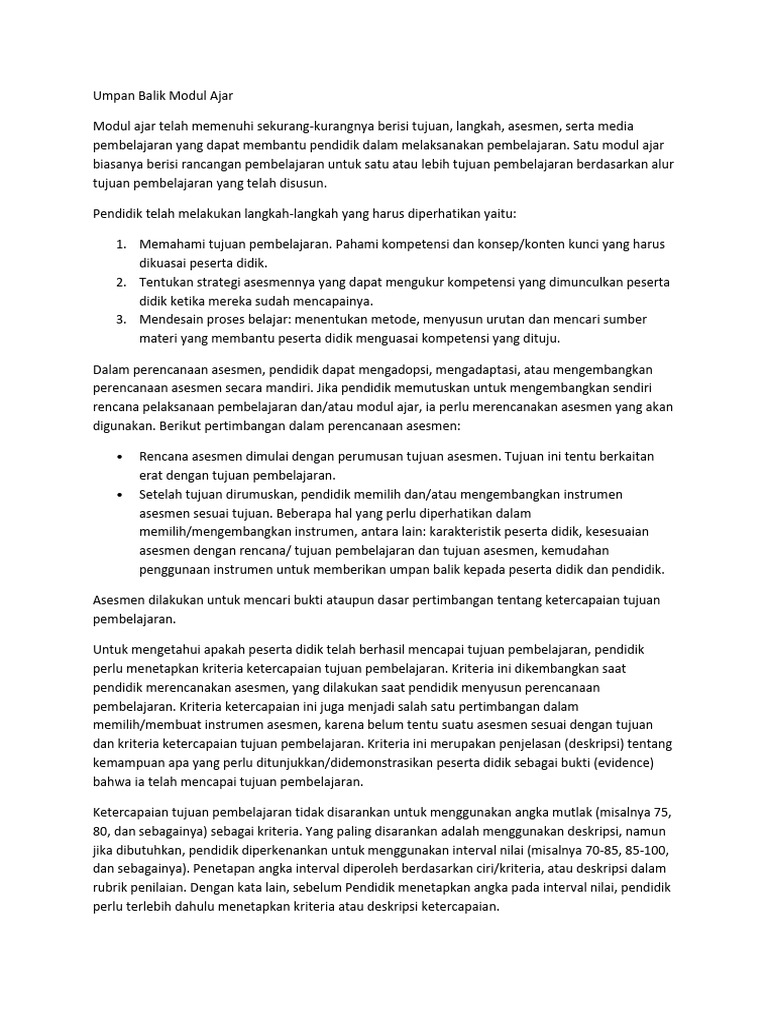 Umpan Balik Modul Ajar | PDF