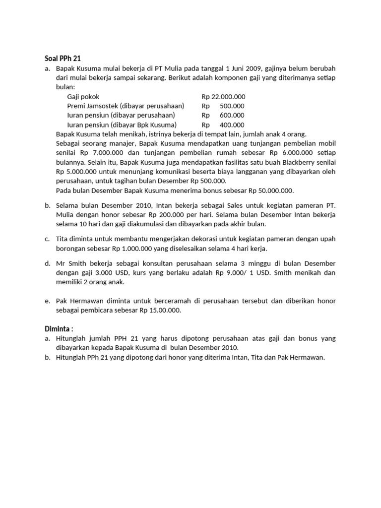 Soal PPH 21 | PDF