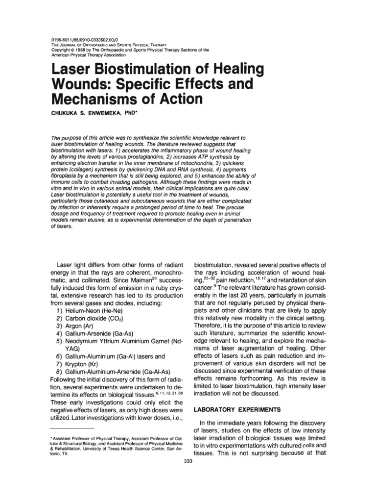 Laser Biostimulation of Healing Wounds - Specific Effects and ...
