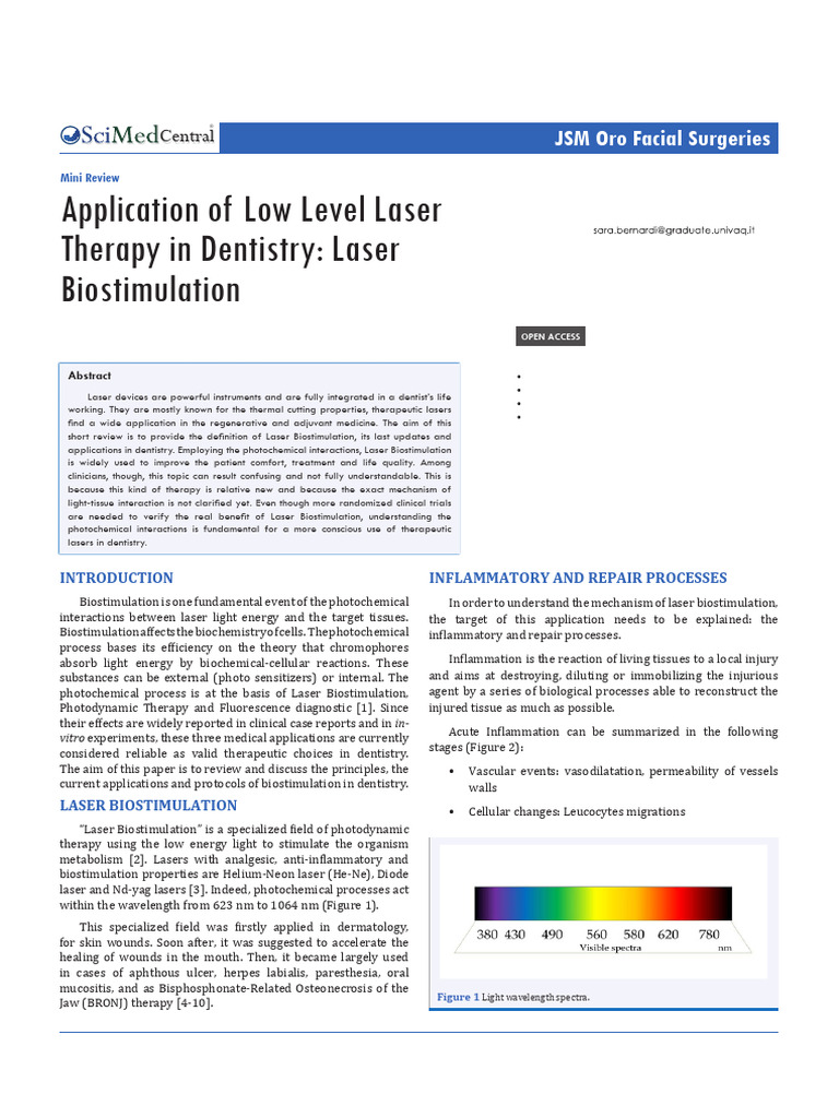 Application of Low Level Laser Therapy in Dentistry - Laser ...