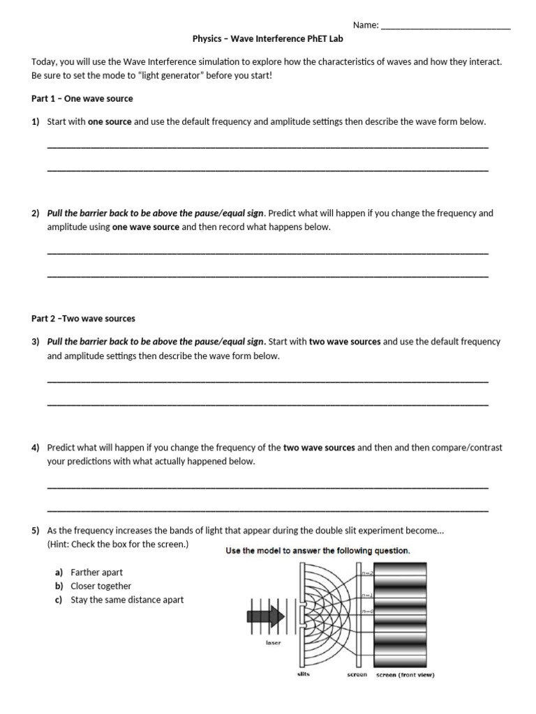 Double Slit PhET | PDF | Diffraction | Waves