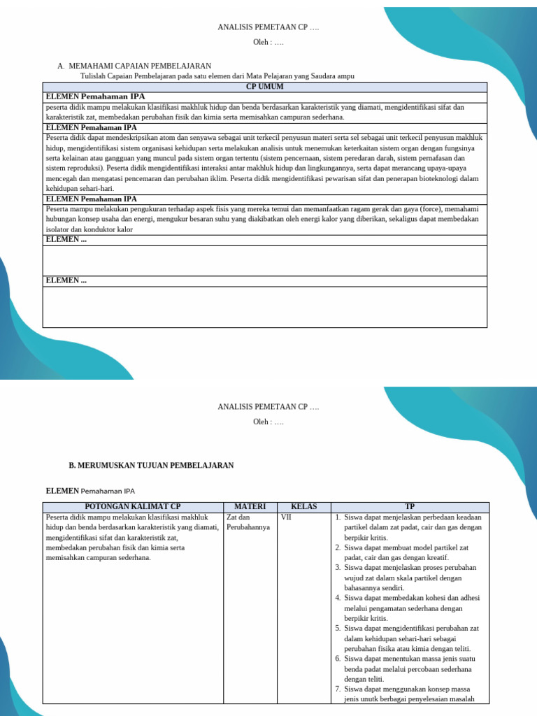 LK 2 Pemetaan CP, TP, Atp | PDF