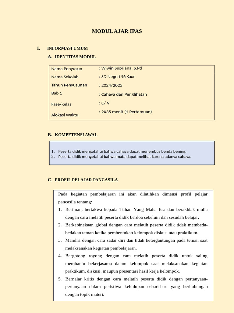 Modul Ajar Jurnal 1 Wiwin | PDF