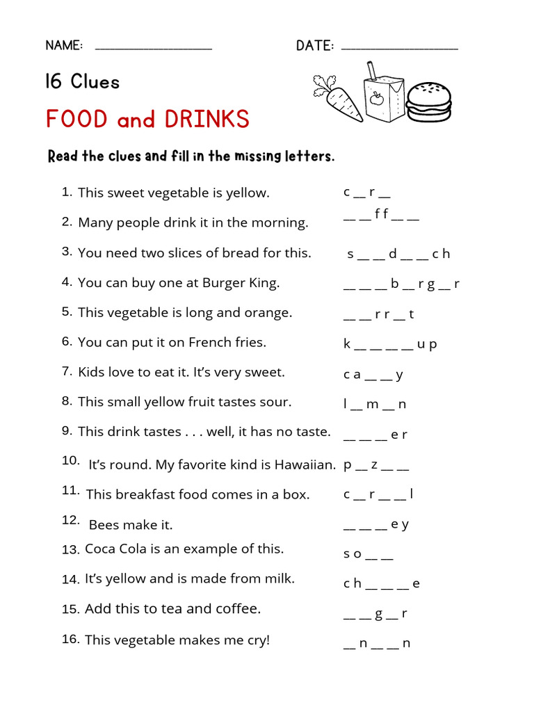 Food and Drink Preferences Worksheet | PDF