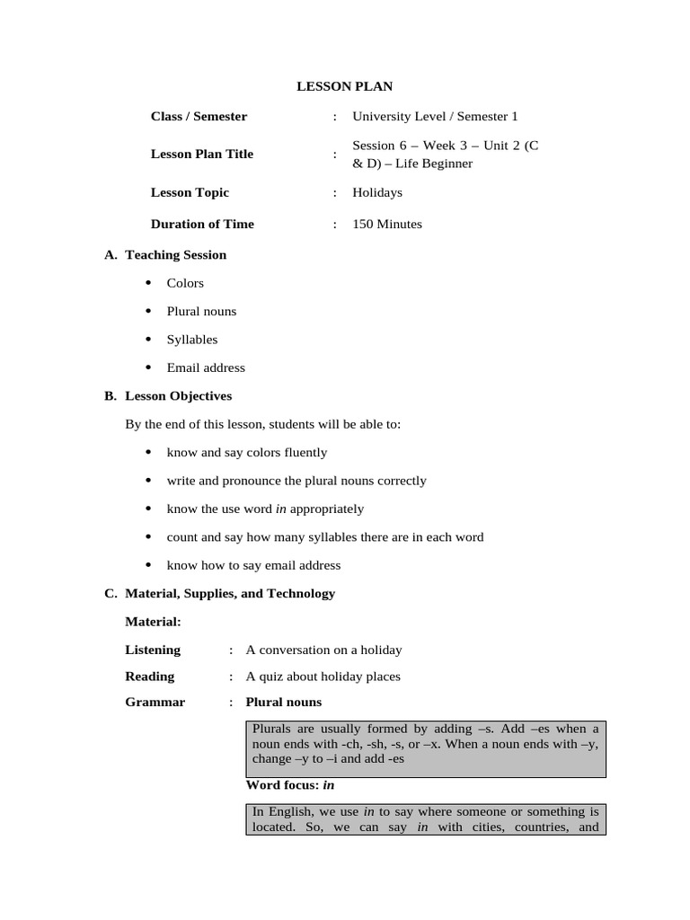 Lesson Plan 5 | PDF | Linguistics | Phonetics