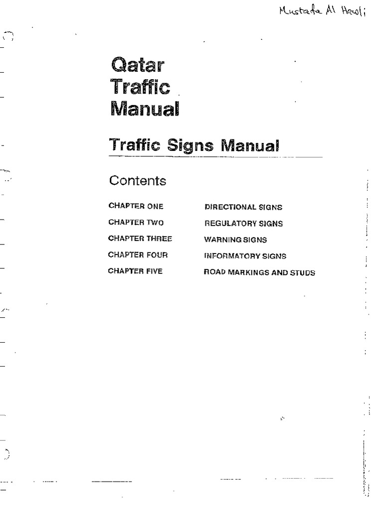 Qatar Traffic Manuals - Traffic Signs Manual | PDF