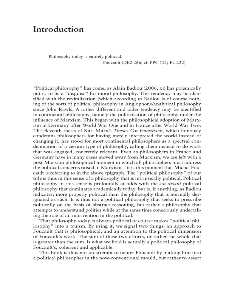 Mark Kelly (2008) The Political Philosophy of Michel Foucault INTRODUCT ...
